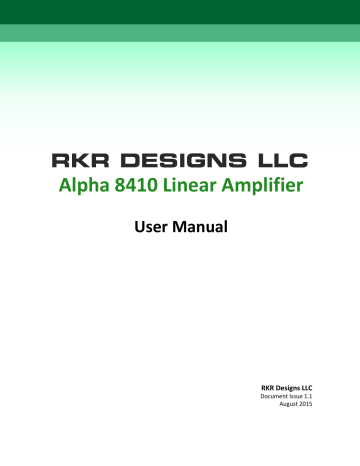 RKR Designs LLC Alpha 8410 User Manual | Manualzz
