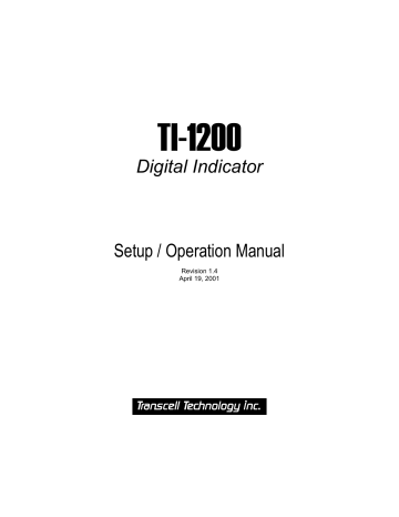 Transcell TI-1200 Setup / Operation Manual | Manualzz