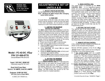 Rodix FC-42-DC Dual Feeder Cube, 120V Product Manual | Manualzz