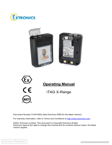 Extronics iTAG X-Range Manual - Worker Location Tag | Manualzz