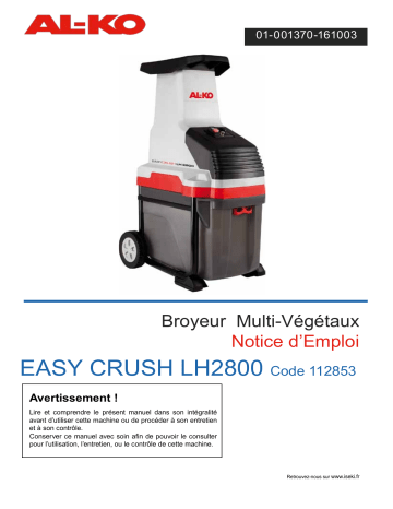 AL-KO Easy Crush LH 2800 Shredder Brugermanual | Manualzz