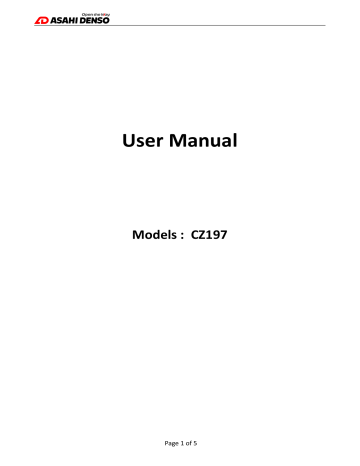 ASAHI DENSO CZ197 Control Unit User Manual - View Online | Manualzz