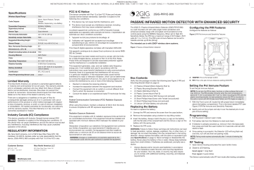 2GIG PIR1E-900 Passive Infrared Motion Detector Manual | Manualzz