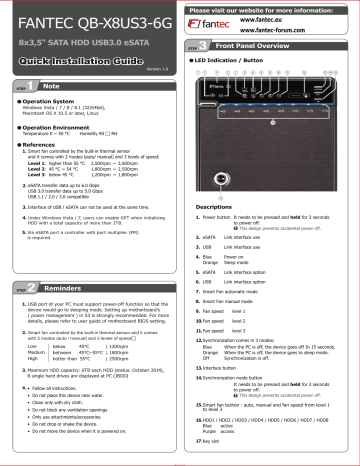 Fantech QB-X8US3-6G Hard Drive Array Installation Guide | Manualzz