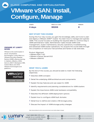 Lumify Work vSAN Configure Manage User Guide | Manualzz