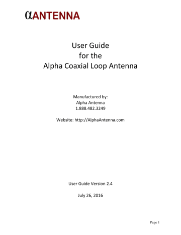 Alpha Loop Antenna User Guide - Alpha Antenna | Manualzz
