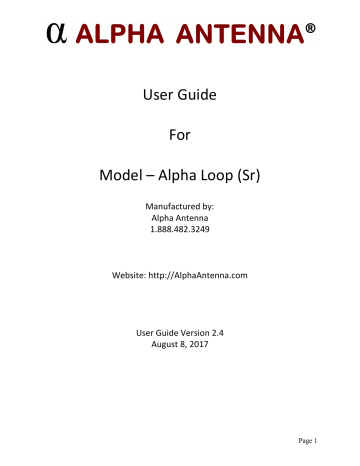 Alpha Antenna Alphal Loop Antenna User Guide | Manualzz