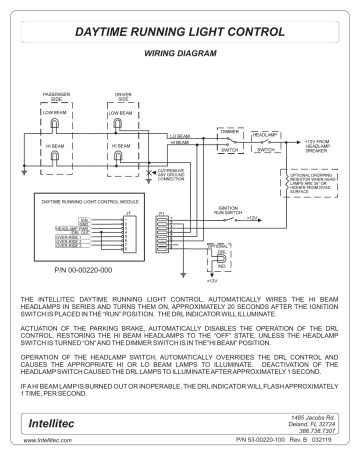 Intellitec Daytime Running Light Control Wiring Diagram - Manual | Manualzz