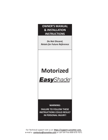 SunSetter Motorized EasyShade Installation Instructions | Manualzz