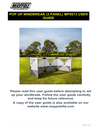 Maypole MP9573 4 Panel Pop-Up Windbreak Instructions | Manualzz