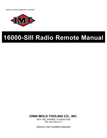 IMT 16000 Service Manual - Radio Remote Control System | Manualzz