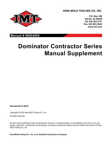 IMT DOMINATOR-CS Service Manual - Contractor Series Body | Manualzz