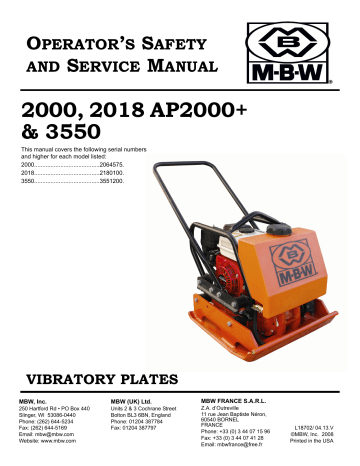 MBW GP3550H Plate Compactor Manual | Manualzz