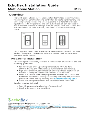 Echoflex Multi-Scene Station Installation Guide | Manualzz