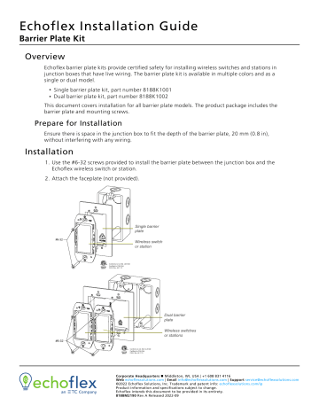 Echoflex Barrier Plate Kit Installation Guide | Manualzz