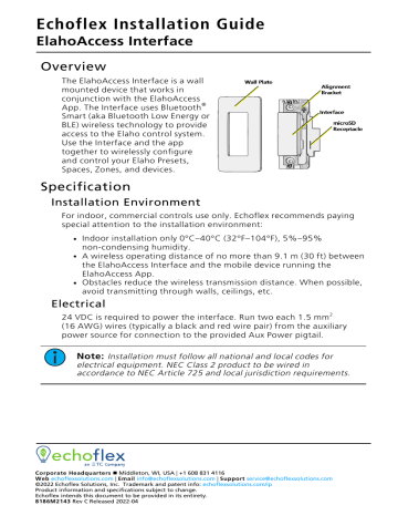 Echoflex ElahoAccess Interface Installation Guide | Manualzz