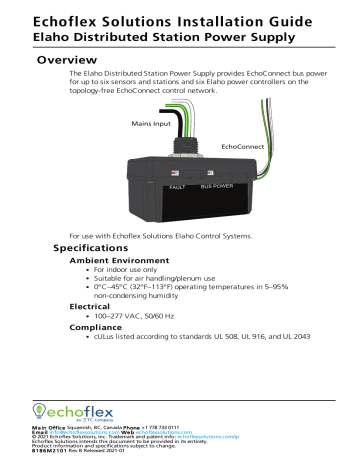 Echoflex Distributed Station Power Supply Installation Guide | Manualzz