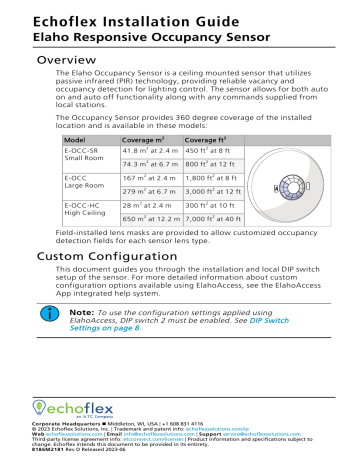 Echoflex Occupancy Sensor Installation Guide | Manualzz