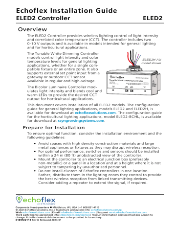 Echoflex ELED2 Controller Installation Guide - Download PDF | Manualzz