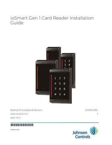 Kantech ioSmart Gen 1 Card Reader Installation Guide | Manualzz