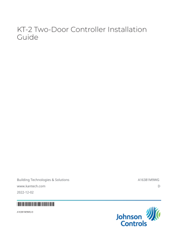 Kantech KT-2 Two-Door Controller Installation Guide | Manualzz