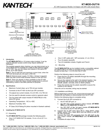 Kantech KT-400 Expansion Module 16-Output Manual | Manualzz
