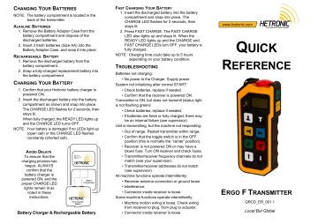 Hetronic ERGO F Quick Reference Manual | ERGO F Instructions | Manualzz