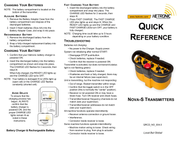 HETRONIC nova S Quick Reference - Manual & Instructions | Manualzz