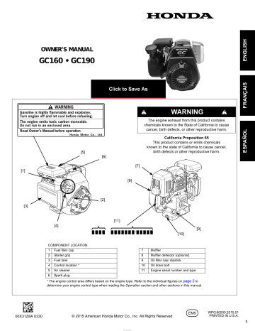 Honda GC190 Engine Owner’s Manual | Manualzz