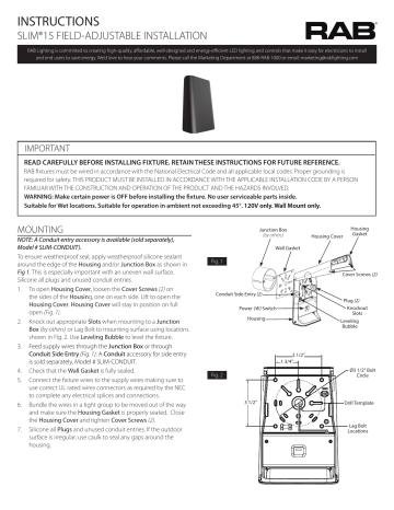 RAB SLIM15 Field Adjustable Wall Pack Instructions - Download PDF ...