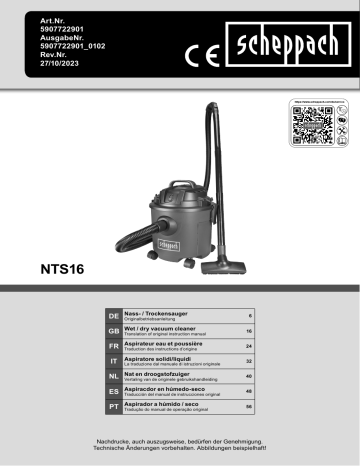 Scheppach NTS16 Nass- und Trockensauger Bedienungsanleitung | Manualzz