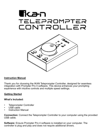 Ikan Teleprompter Controller Manual - Download & Read Online | Manualzz