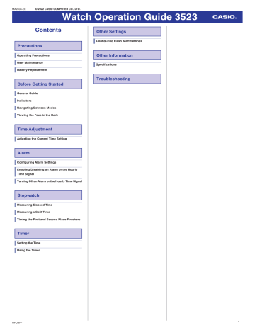Casio 3523 Watch User Guide - Download PDF | Manualzz