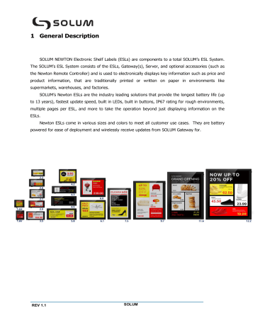 SOLUM NEWTON Electronic Shelf Labels ESLs User Manual | Manualzz