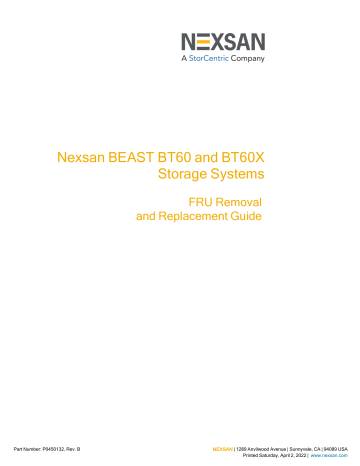 Nexsan BEAST BT60 FRU Removal and Replacement Guide | Manualzz