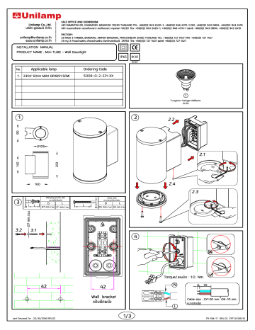 Unilamp Mini TUBE - Down 5008-0-2-221-XX คู่มือการใช้งาน | Manualzz
