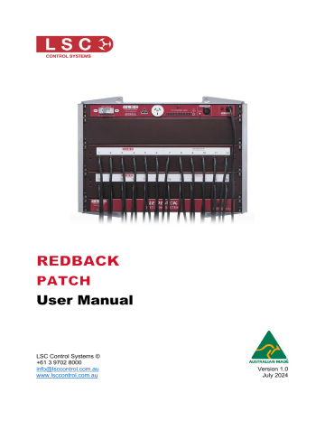 LSC REDBACK Patch Bay User Manual - Download & View | Manualzz