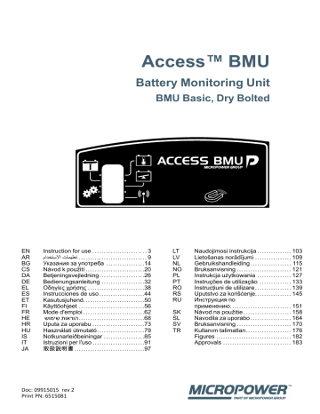MicroPower BATTERY MONITORING UNIT 1 BASIC Brugermanual | Manualzz