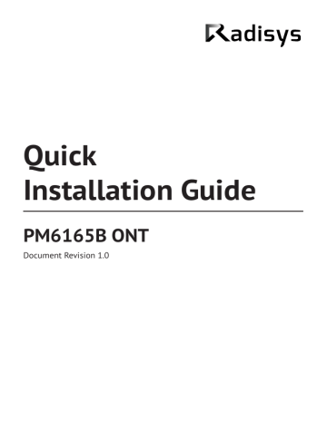 Radisys PM6165B ONT Quick Installation Guide - Download PDF | Manualzz